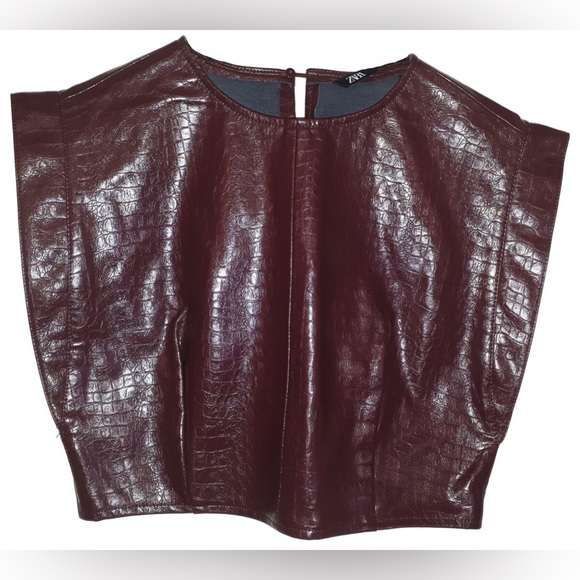 Zara | Tops | Zara Faux Leather Croc Print Crop Top Bnwt | Poshmark